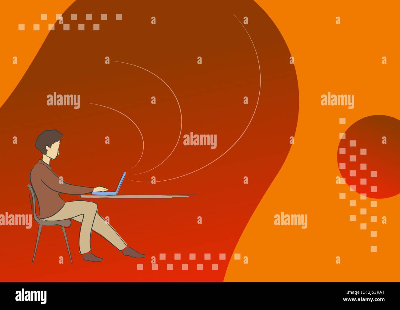 Person sitting desk using computer working towards reaching goals ...