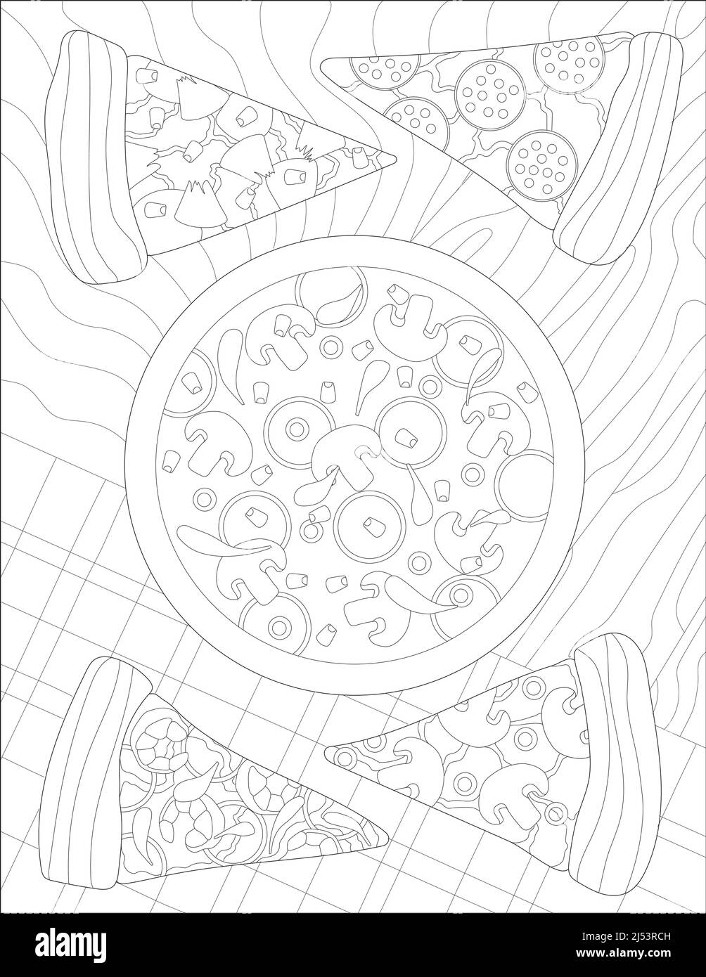 Pizza drawing color pizza line hi-res stock photography and images - Alamy