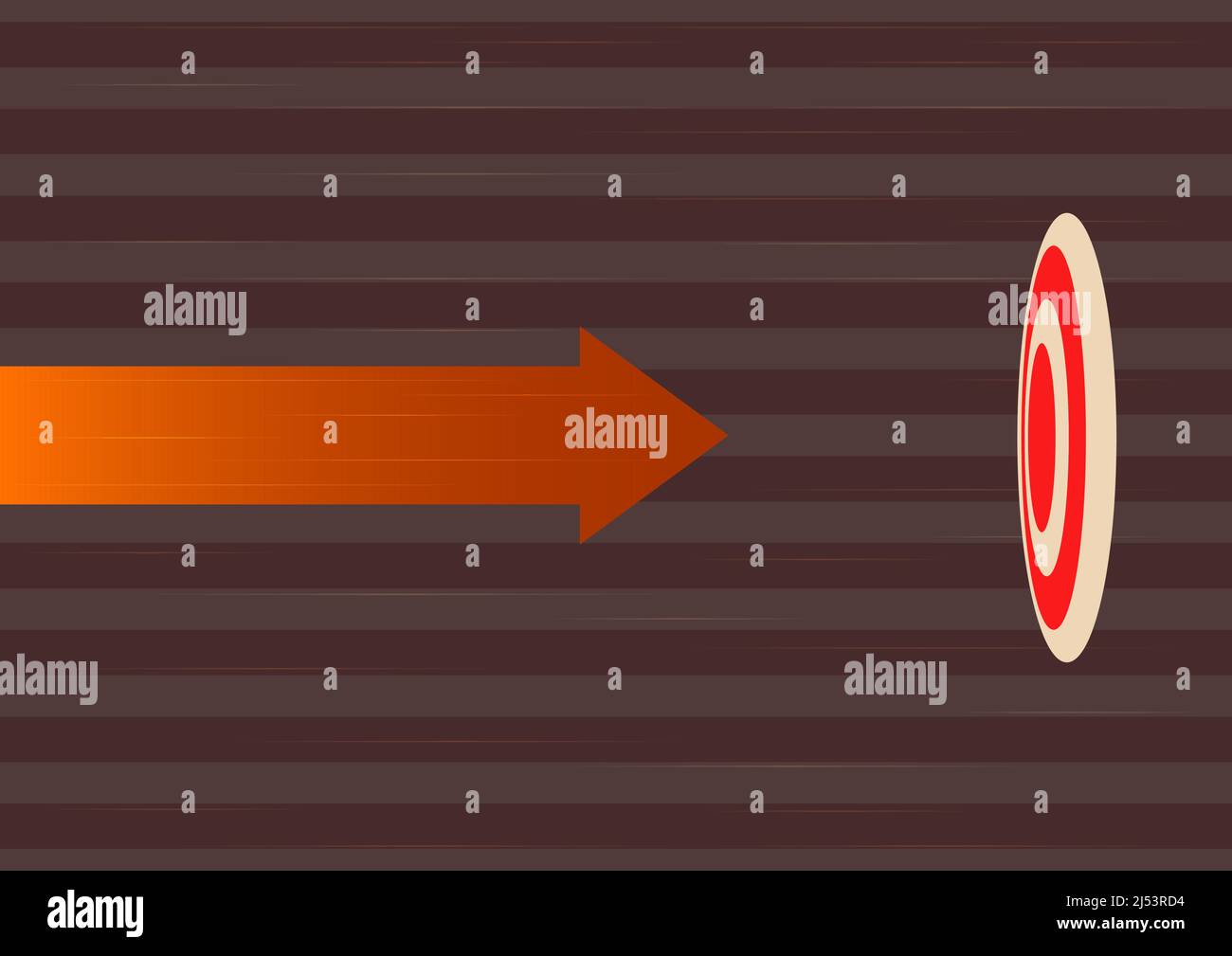 Arrow moving quickly towards aim target representing achieving goal ...