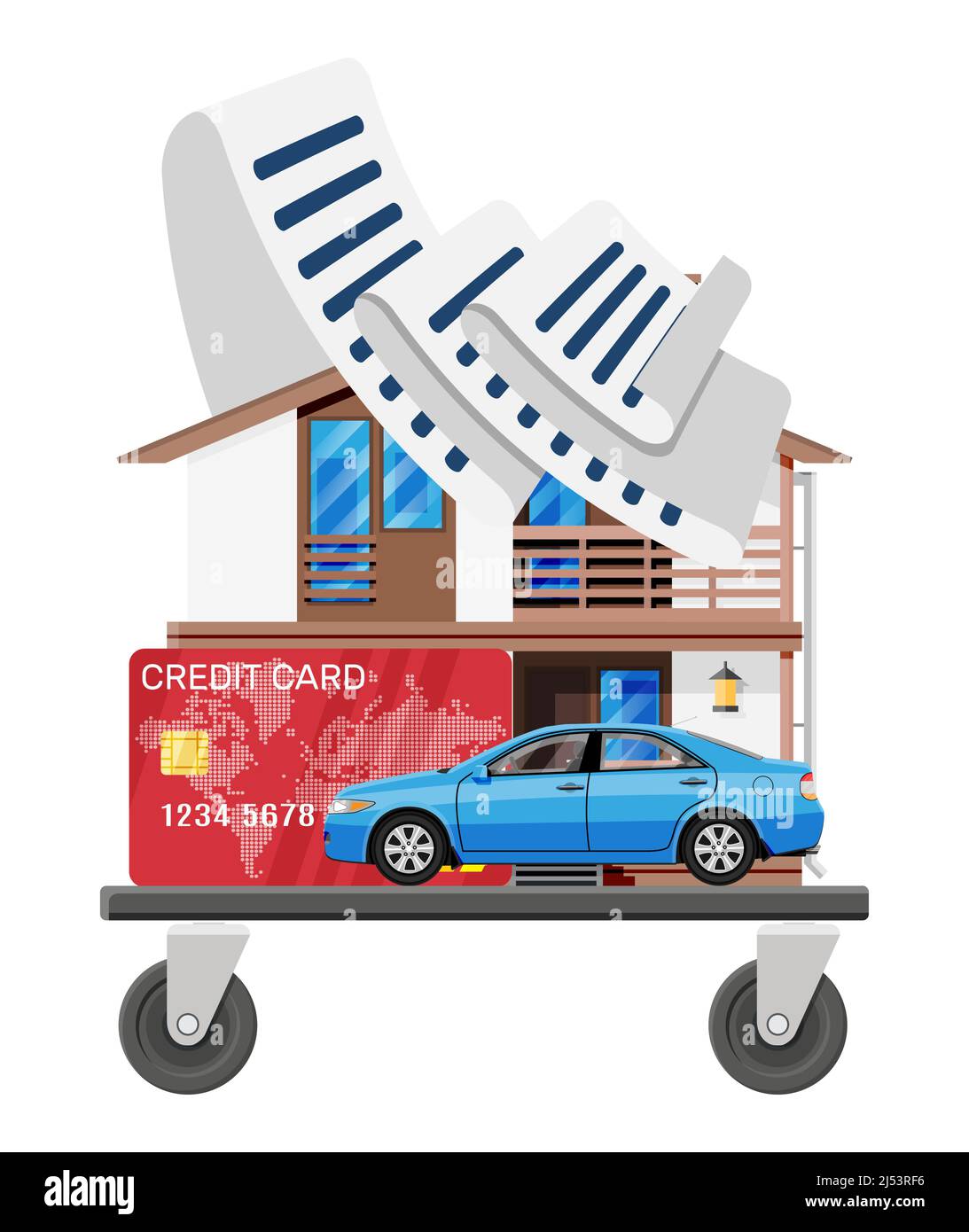 Shopping Cart with Goods, Cost of Living, Expenses Stock Vector Image ...