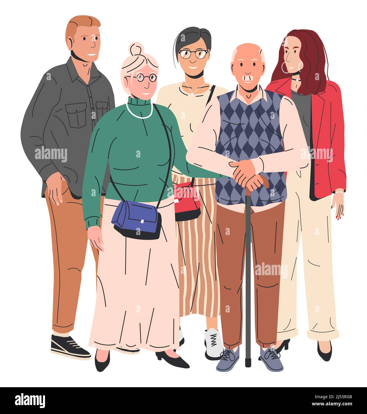 Adult Childs Hugging Old Father and Mother Stock Vector Image & Art - Alamy