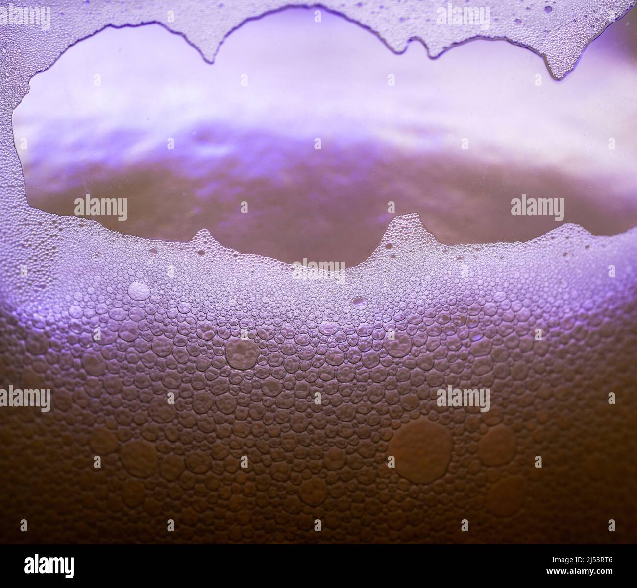 Foam from beer in glass with bubbles photographed in studio Stock Photo ...