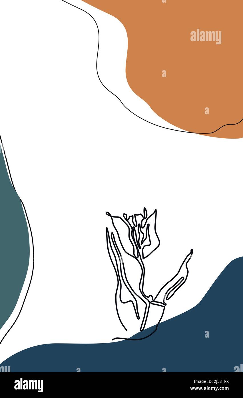 Abstract illustration with single unbroken line drawing of tulip Stock ...