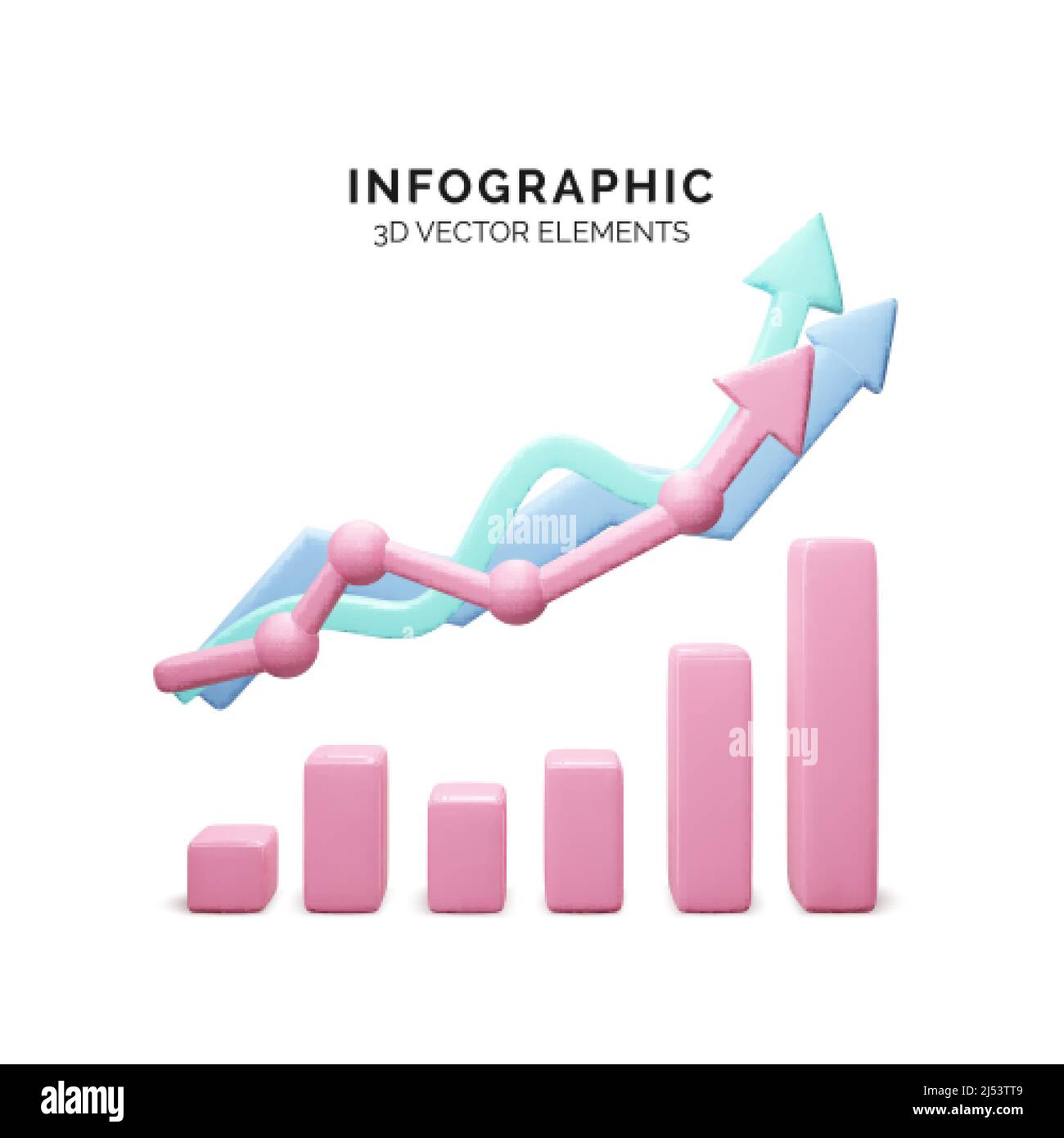 3d infographics element. Realistic arrows and chart render. Business ...