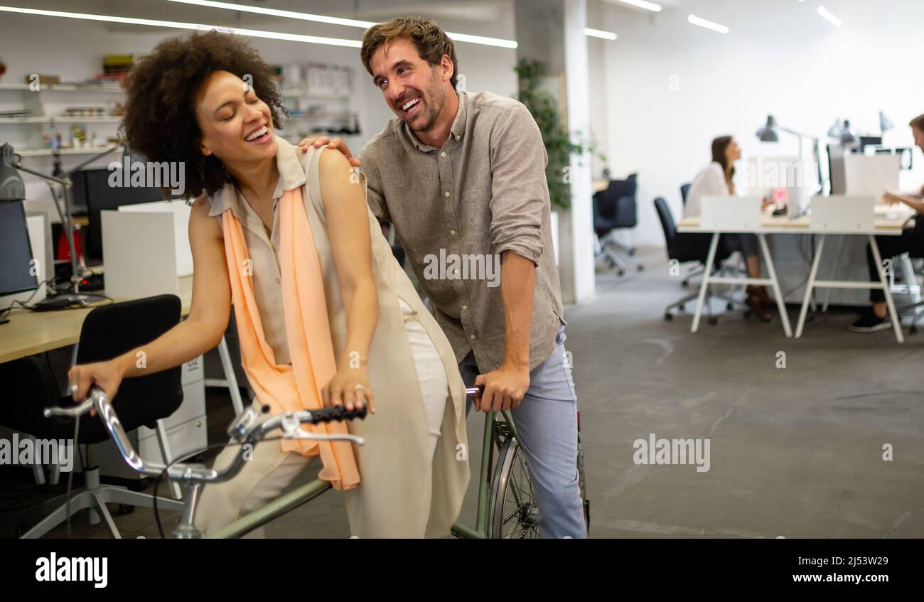 Happy coworker startup people hi-res stock photography and images - Alamy