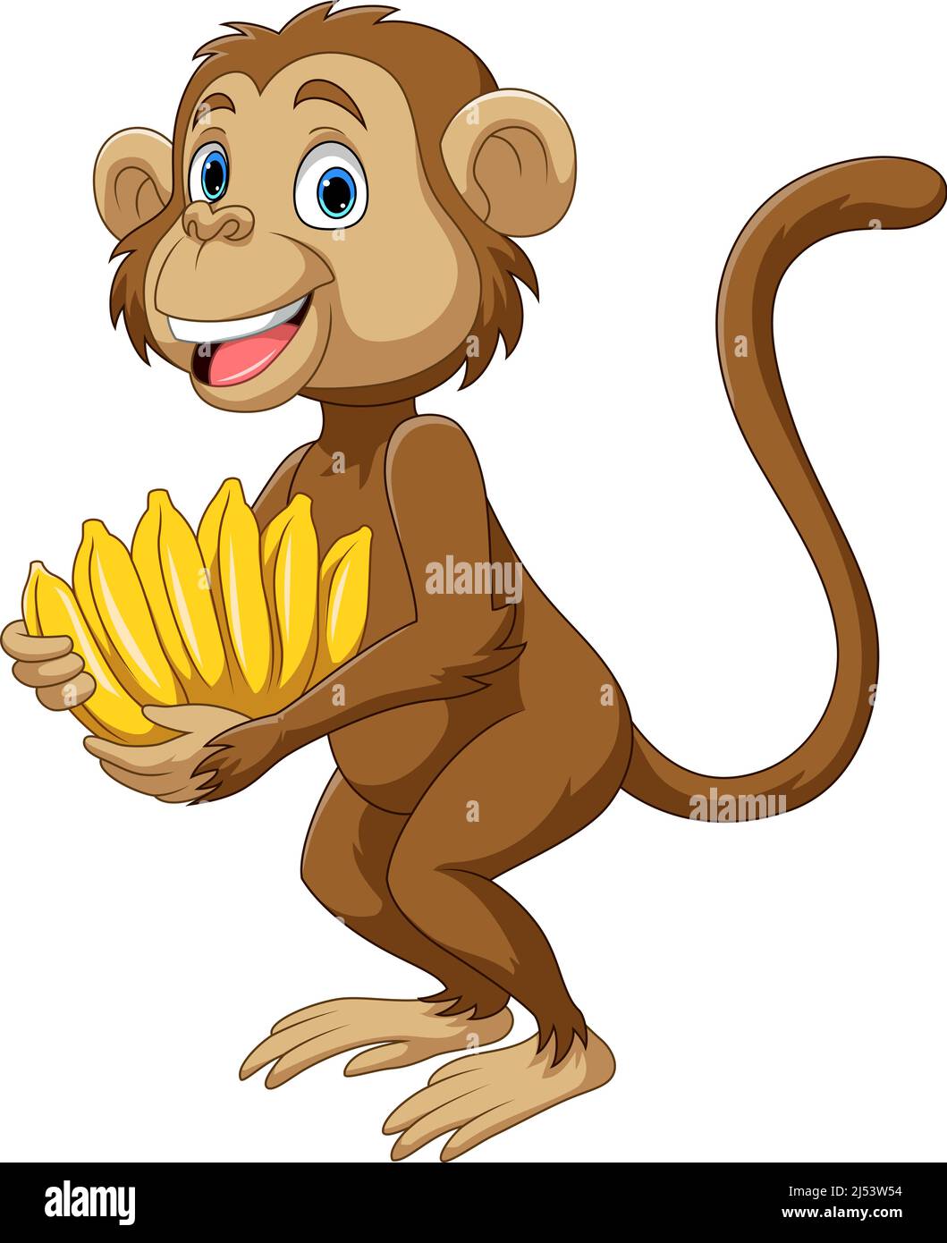 Cartoon little monkey holding banana Stock Vector Image & Art - Alamy