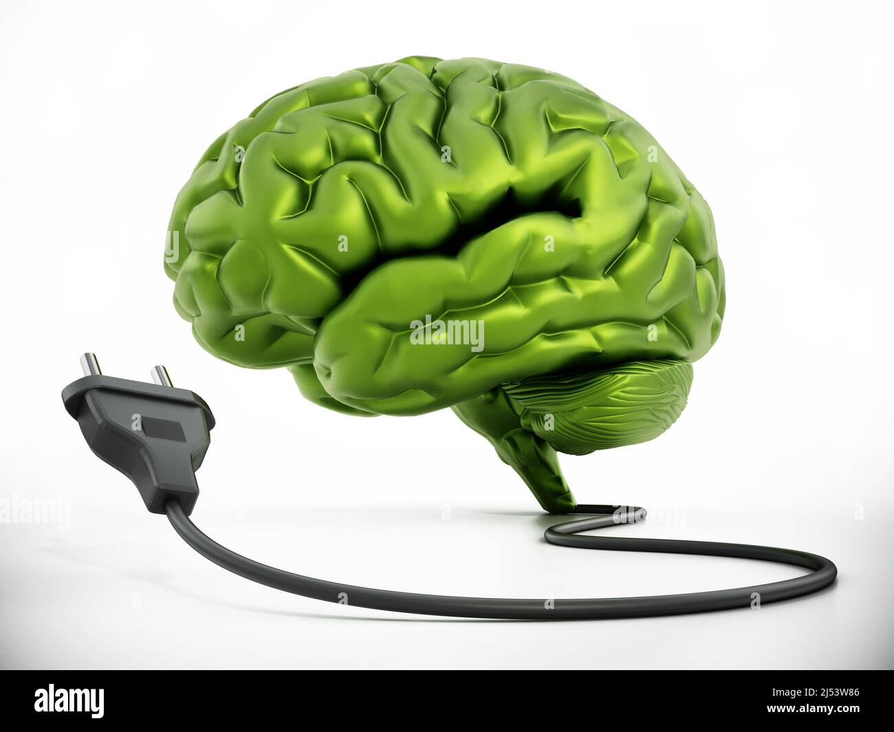 Human brain with electric plug. 3D illustration Stock Photo - Alamy