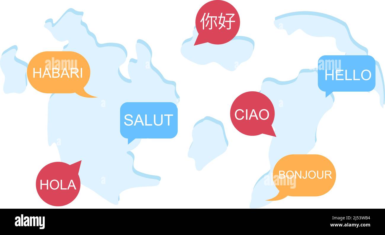 Translator or Translation Language Illustration. Say hello in Different ...