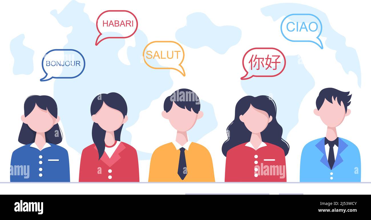 Translator or Translation Language Illustration. Say hello in Different ...