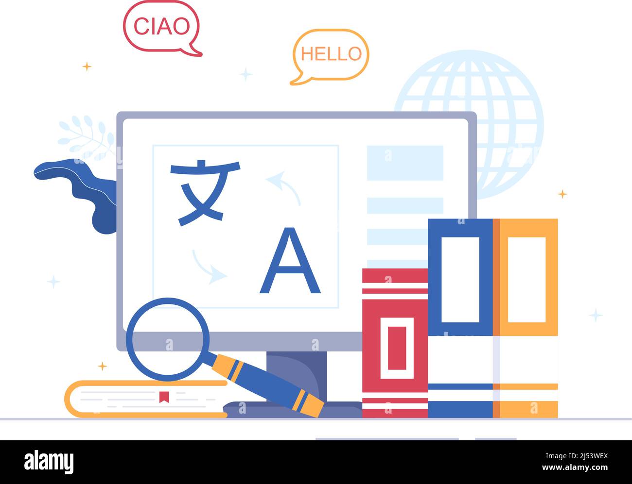 Translator or Translation Language Illustration. Say hello in Different ...