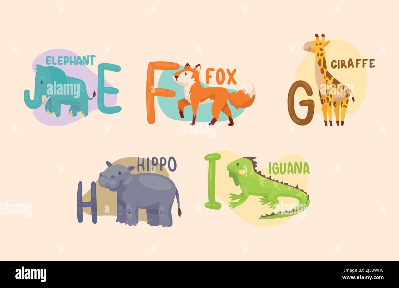 six kids alphabet animals Stock Vector Image & Art - Alamy