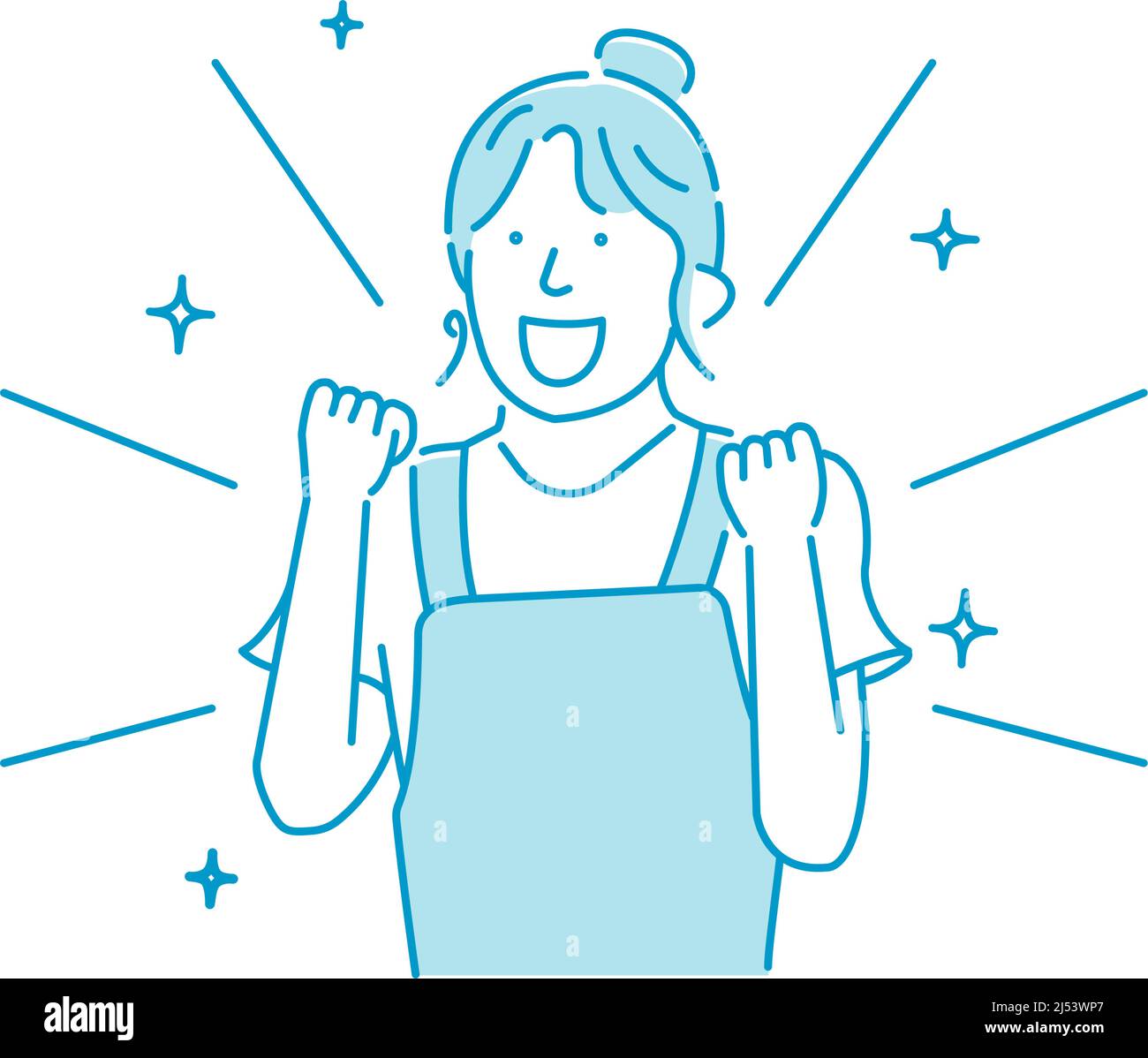 Vector illustration of a young woman cheering and expressing joy Stock ...