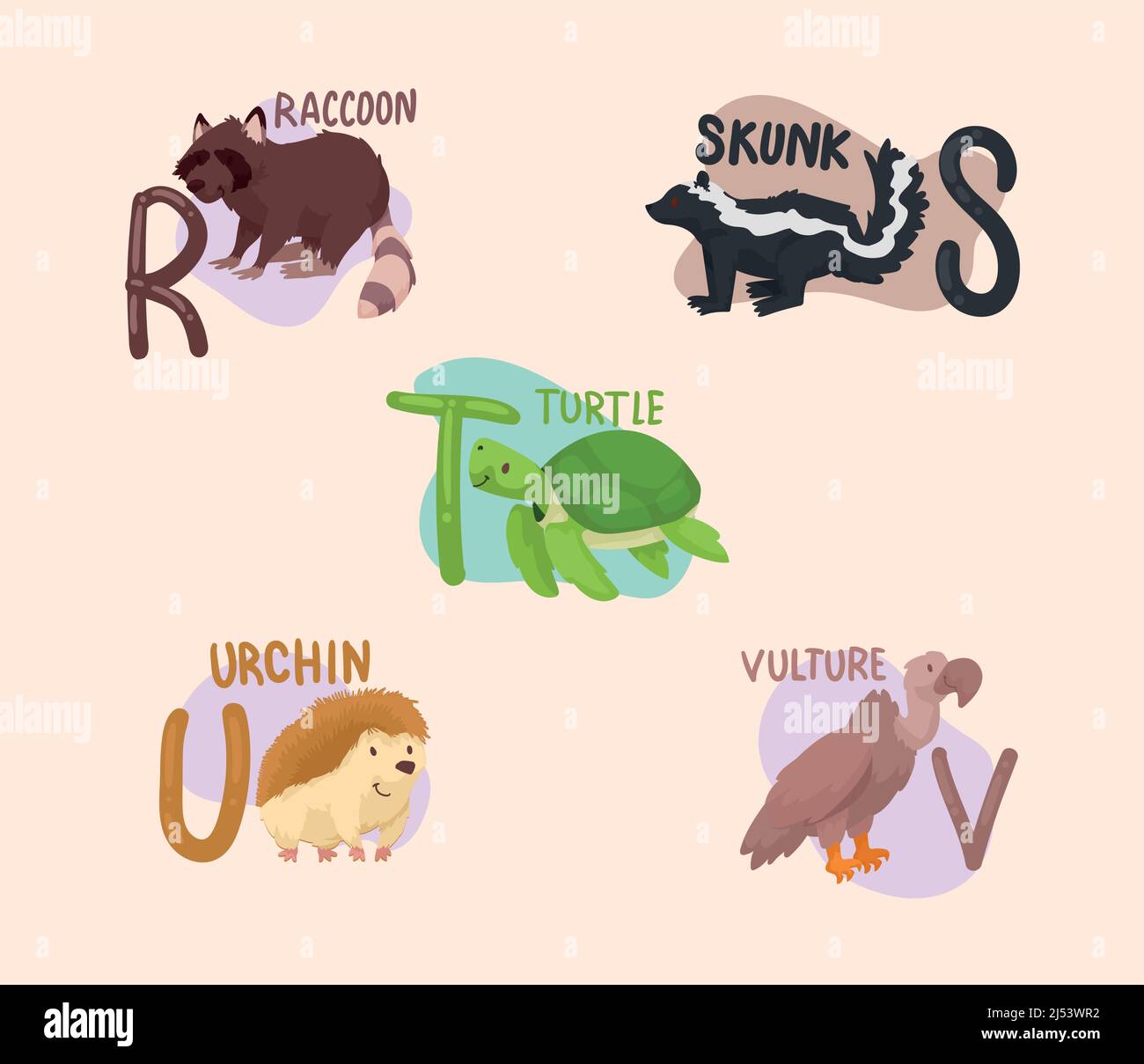 five kids alphabet animals Stock Vector Image & Art - Alamy