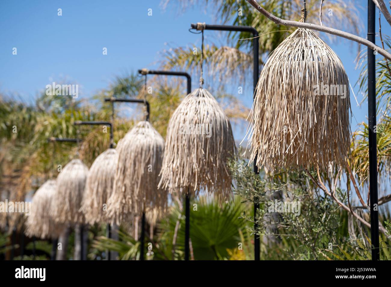 Street lanterns made of straw Stock Photo - Alamy