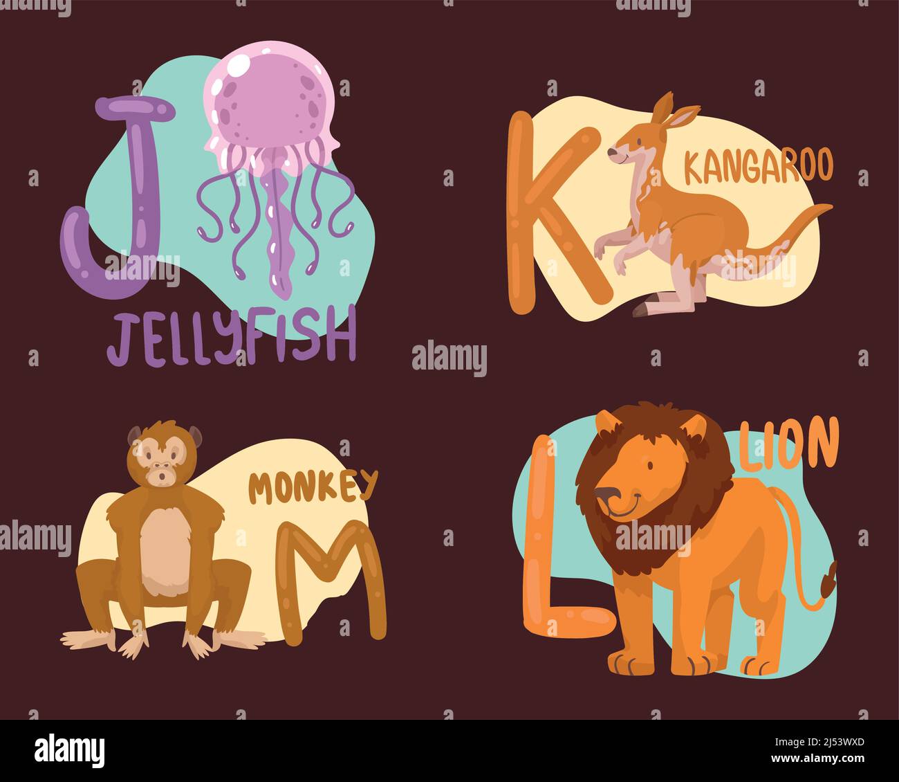 four kids alphabet animals Stock Vector Image & Art - Alamy