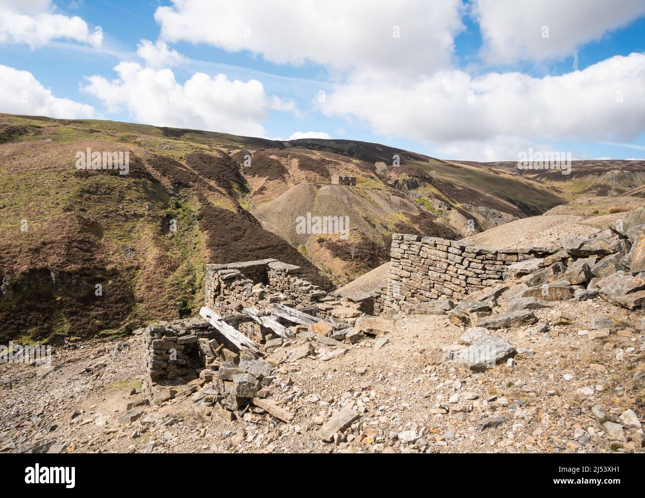 The derelict remains of the old lead mining industry in Gunnerside Gill ...