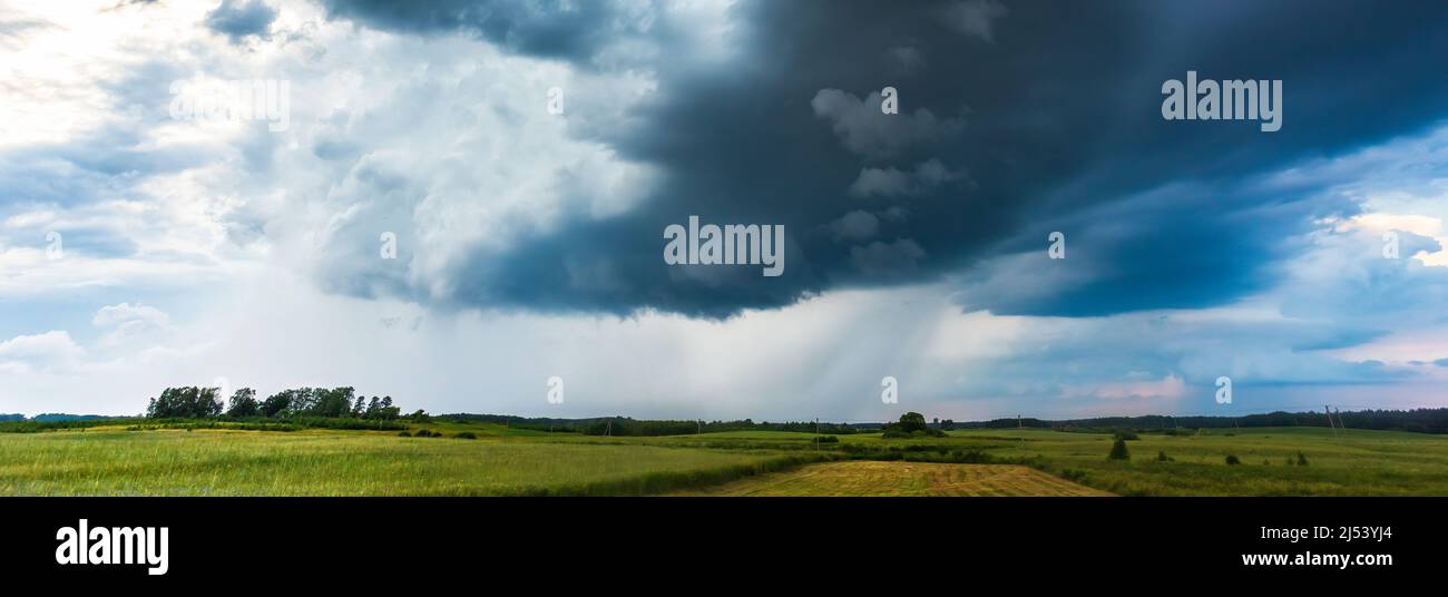 Thunder storm clouds with supercell wall cloud, summer, Lithuania Stock ...