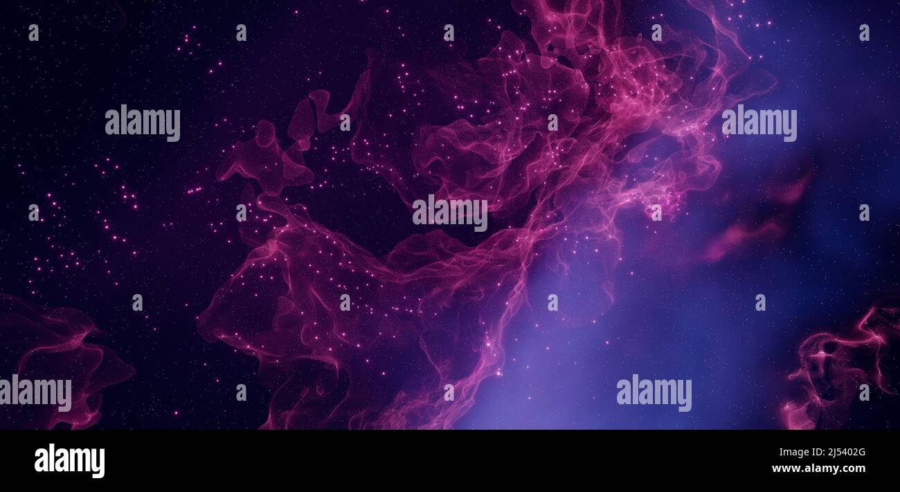 Decorative Nebula In Cosmos Far Away flashy Purple Background Stock ...