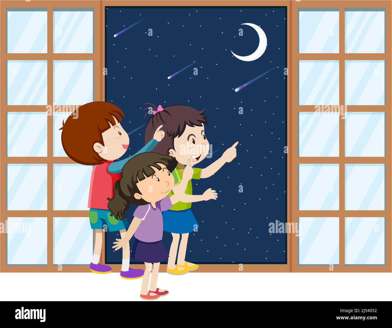 Kids standing by window Cut Out Stock Images & Pictures - Alamy