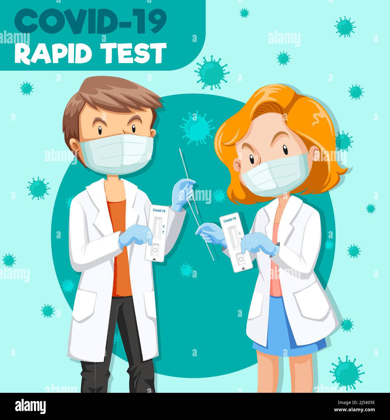 Covid 19 testing with antigen test kit illustration Stock Vector Image ...