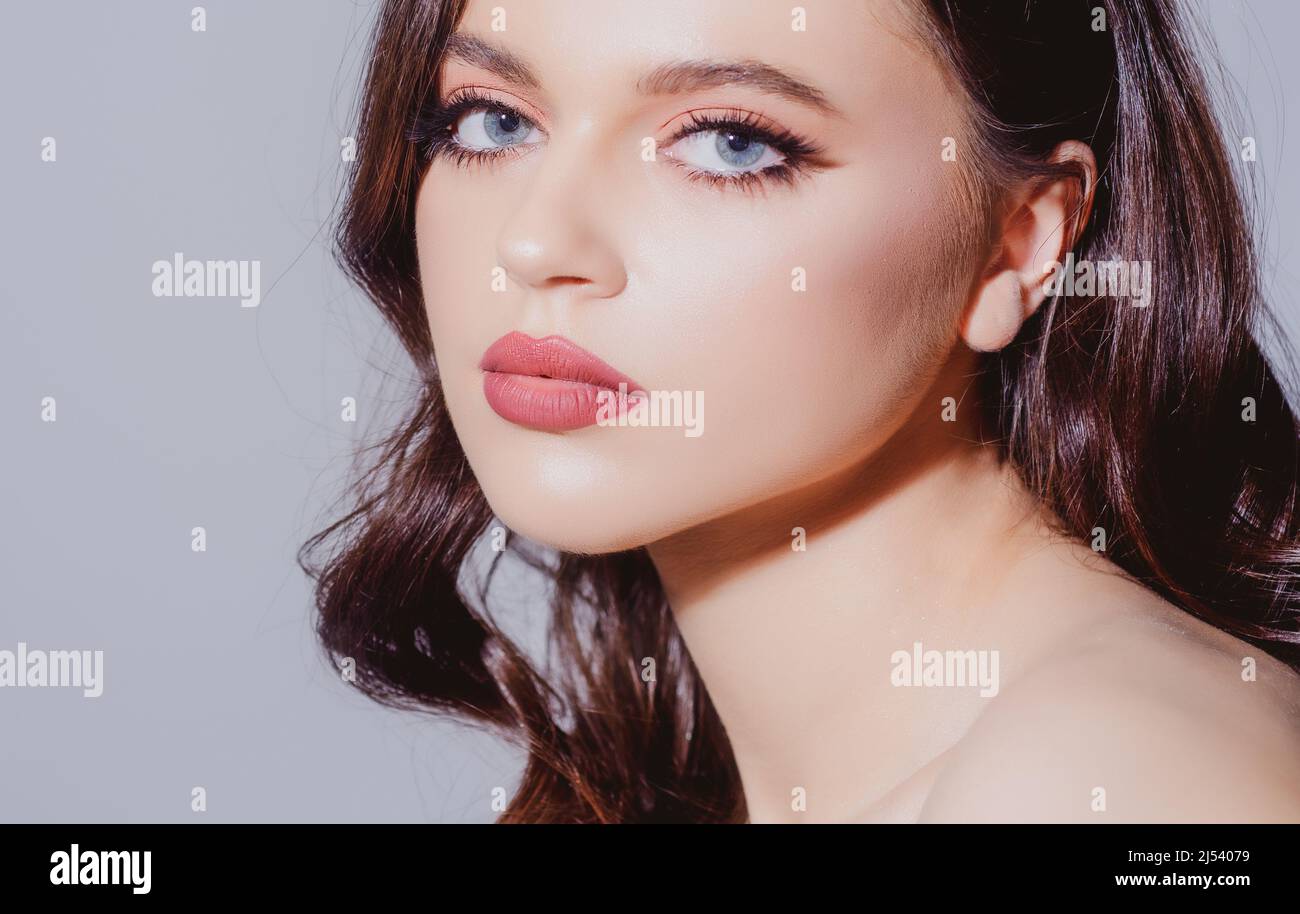 Woman with beauty face, facial portrait. Beautiful tender sensual young ...