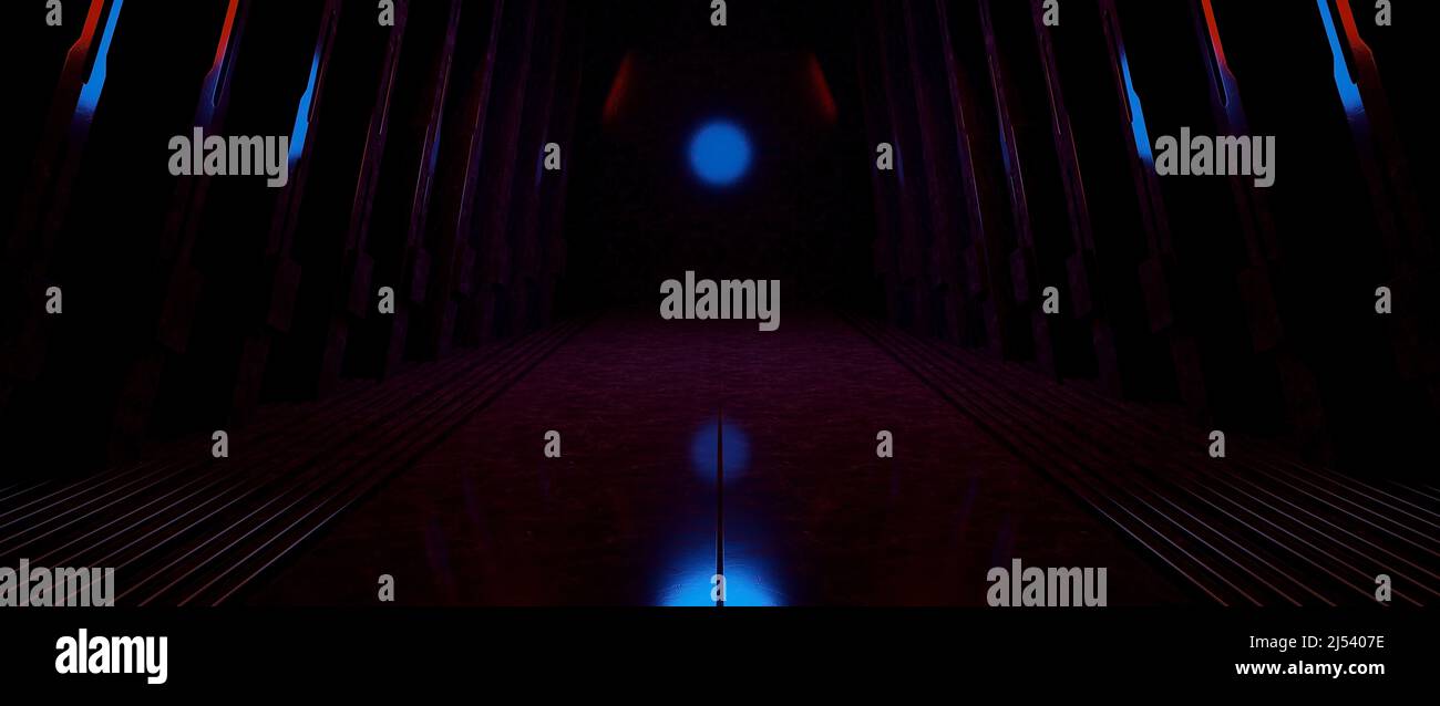 Technology Hall Or Corridor Deep Red Banner Background Wallpaper 3D ...