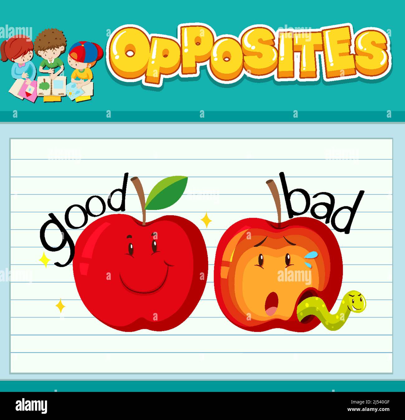 Opposite words with pictures for kids illustration Stock Vector Image ...