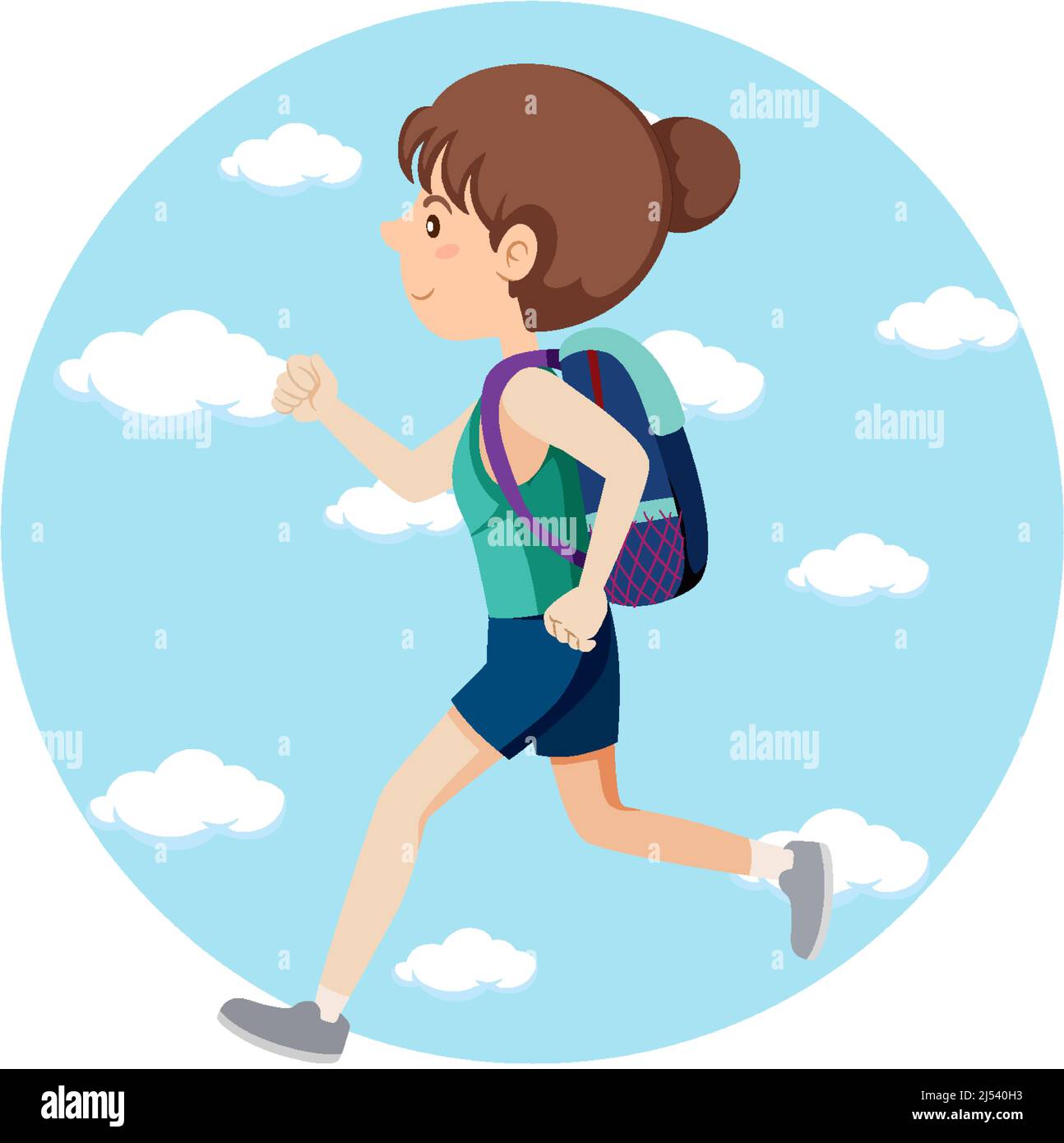 Active girl simple cartoon character illustration Stock Vector Image ...