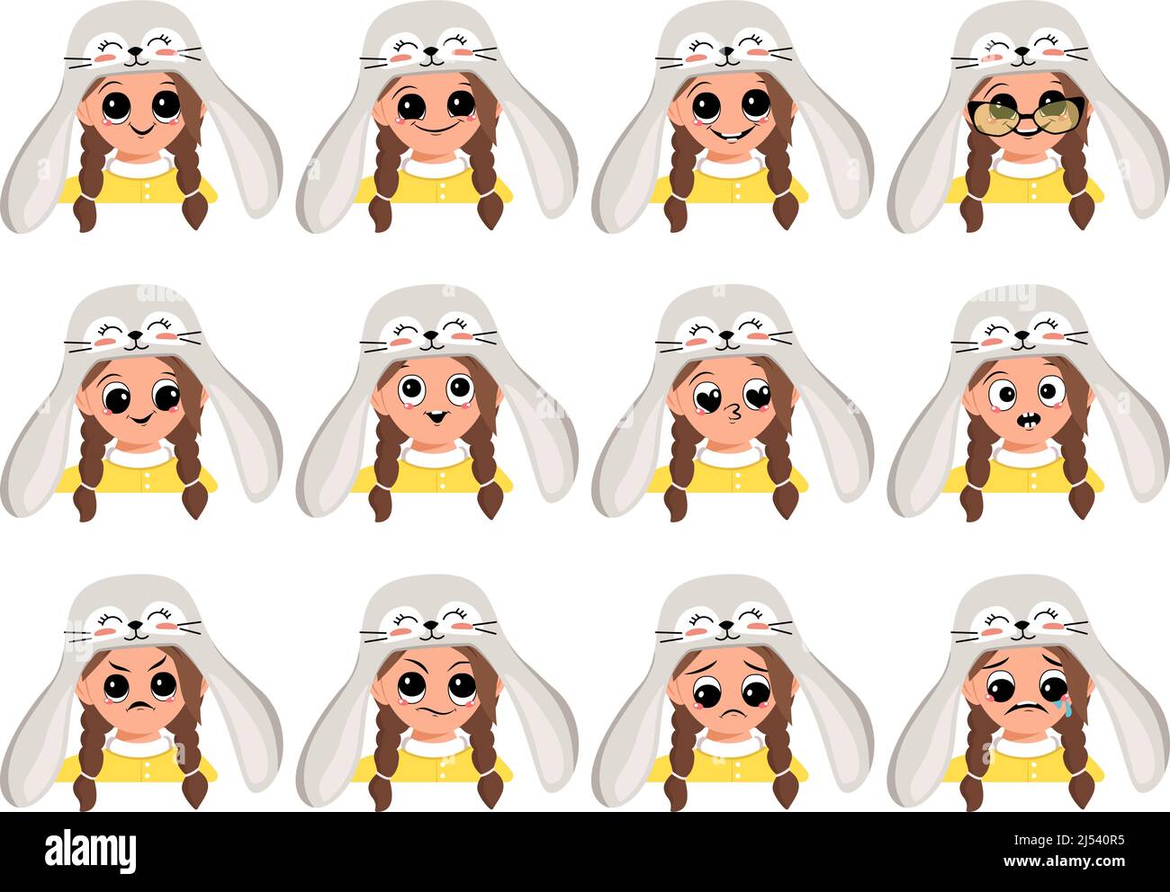 Cartoon girl emotions and expression hi-res stock photography and ...