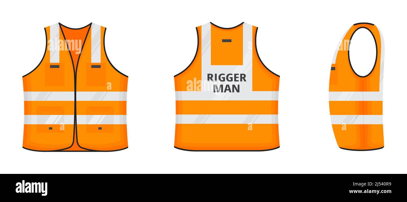 Safety reflective vest with label Rigger man tag flat style design ...