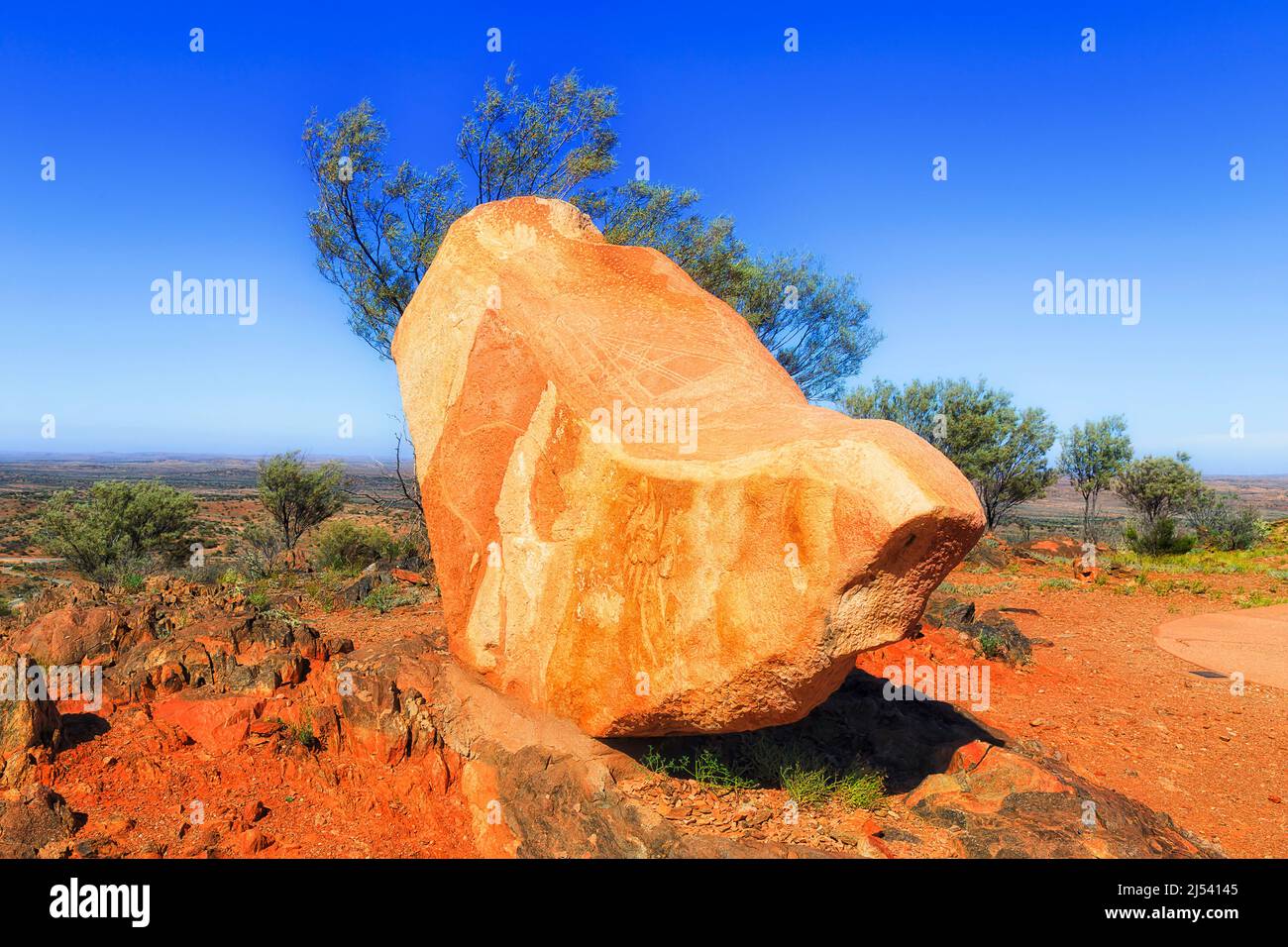Sandstone boulder rock carved and standing in public park of Broken ...