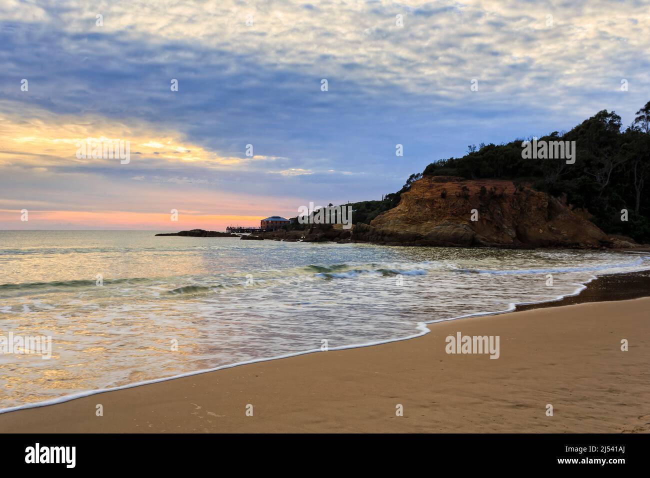 Clean secluded sandy Tathra beach on Sapphire coast of Australia at ...