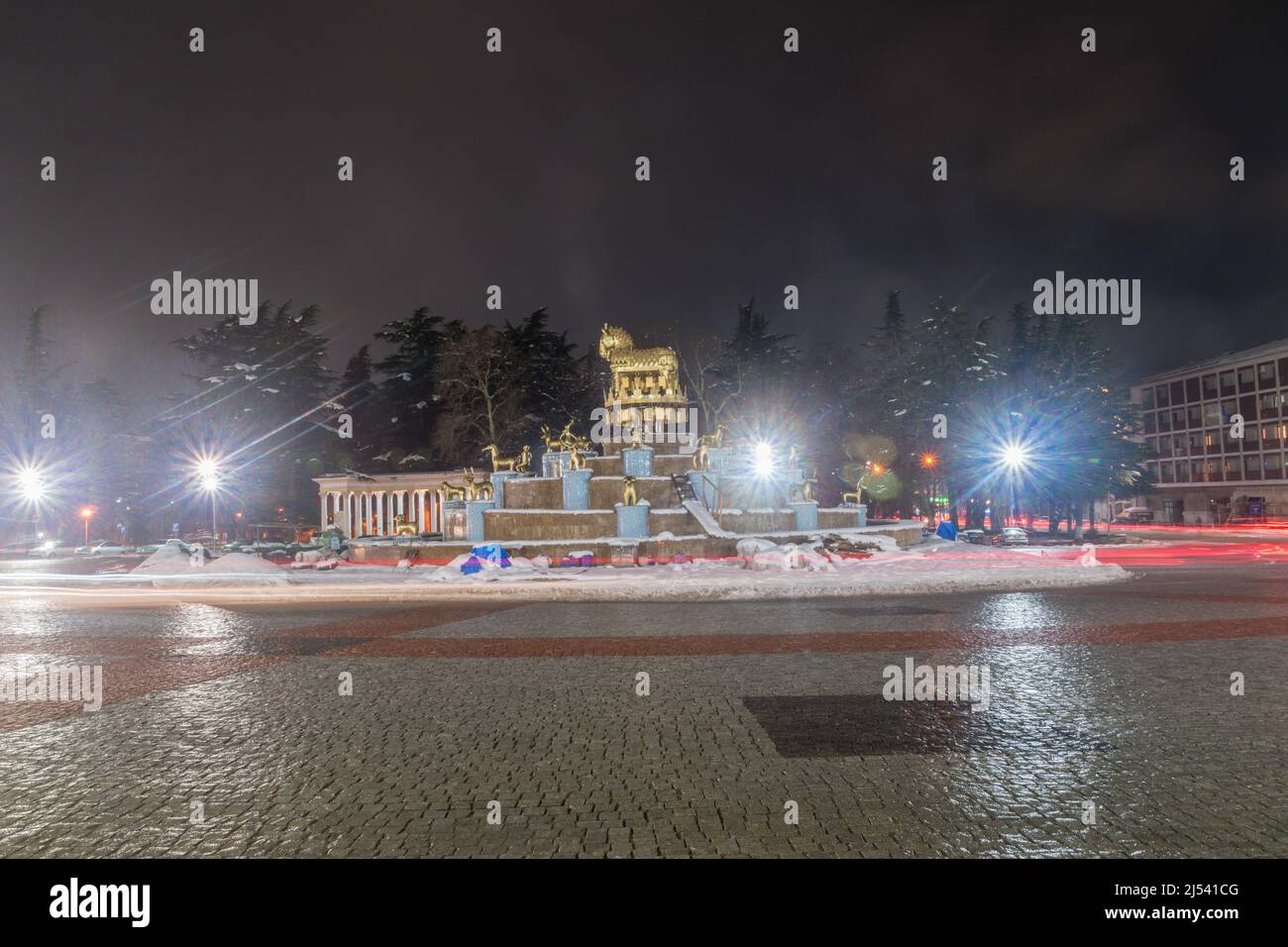 Kutaisi, Georgia - March 17, 2022: Night view on Colchis fountain on ...