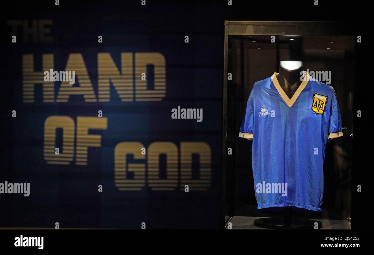 Diego Maradona s 1986 World Cup Hand Of God Shirt Is On Display At Diego Maradona s 1986 World Cup Hand Of God Shirt Is On Display At