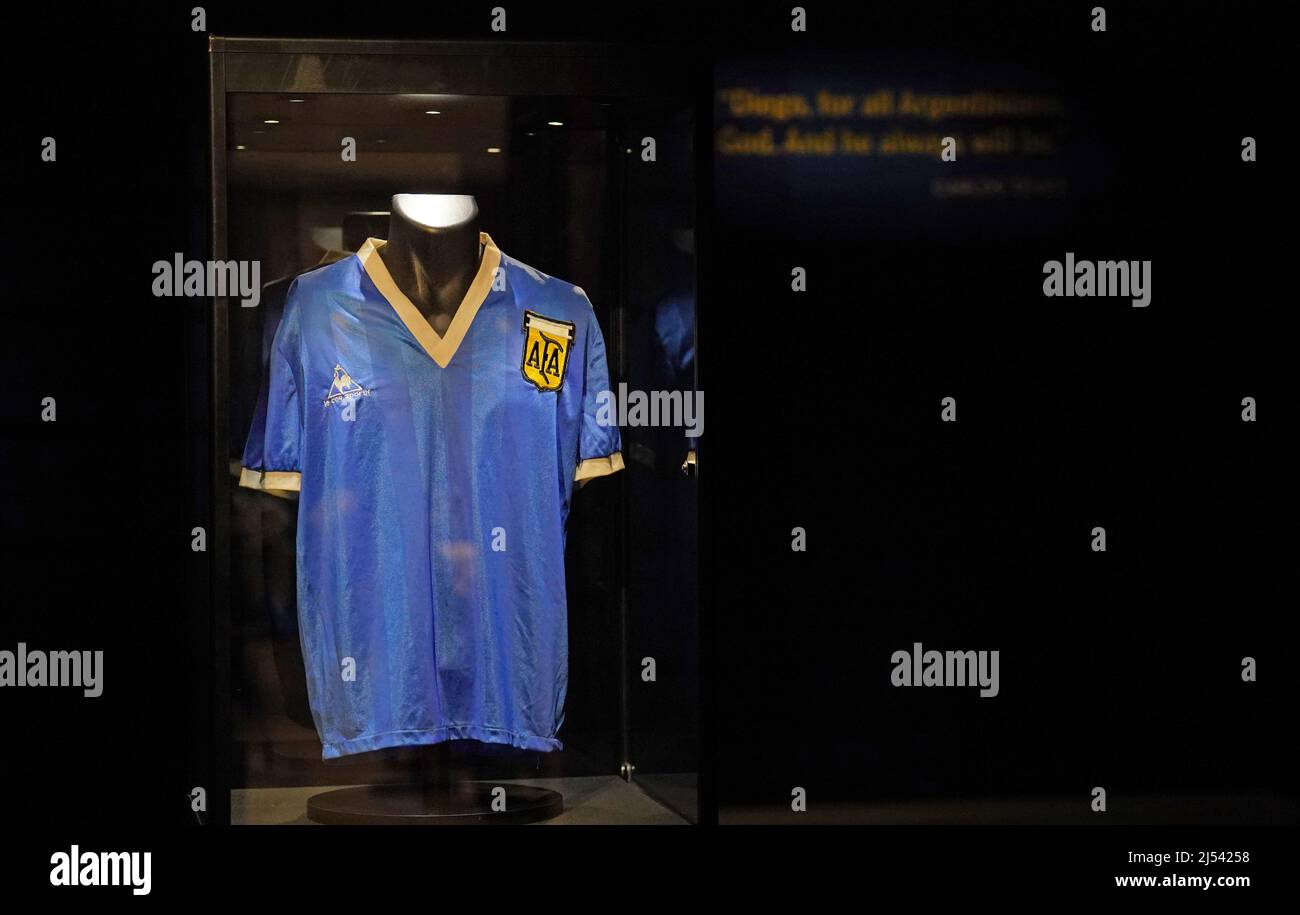 Diego Maradona s 1986 World Cup Hand Of God Shirt Is On Display At diego-maradona-s-1986-world-cup-hand-of-god-shirt-is-on-display-at