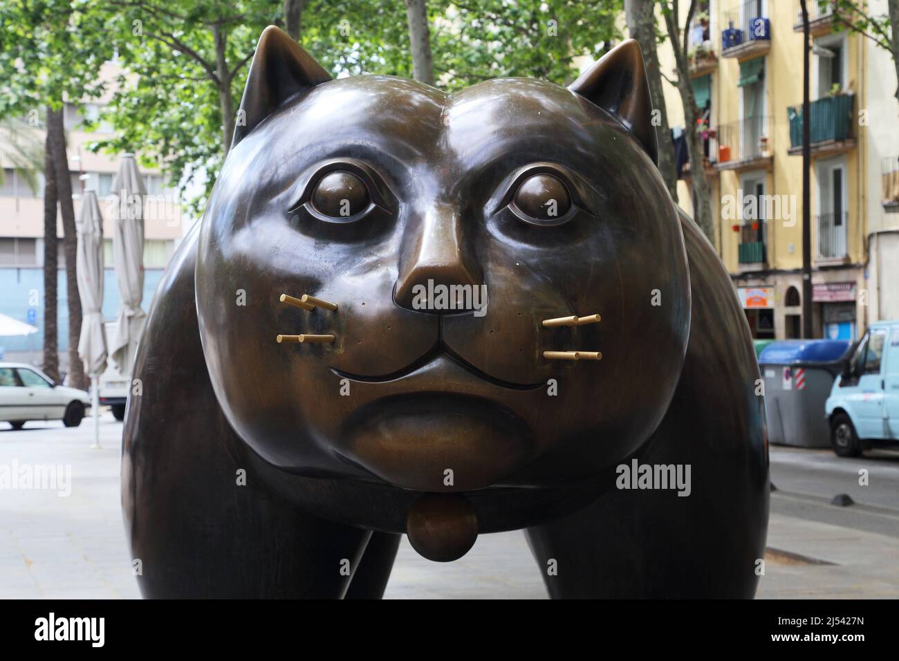 BARCELONA, SPAIN - MAY 10, 2017: It is a sculpture of a thick bronze ...