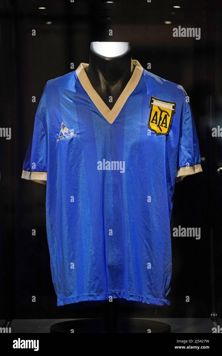 Diego Maradona s 1986 World Cup Hand Of God Shirt Is On Display At Diego Maradona s 1986 World Cup Hand Of God Shirt Is On Display At