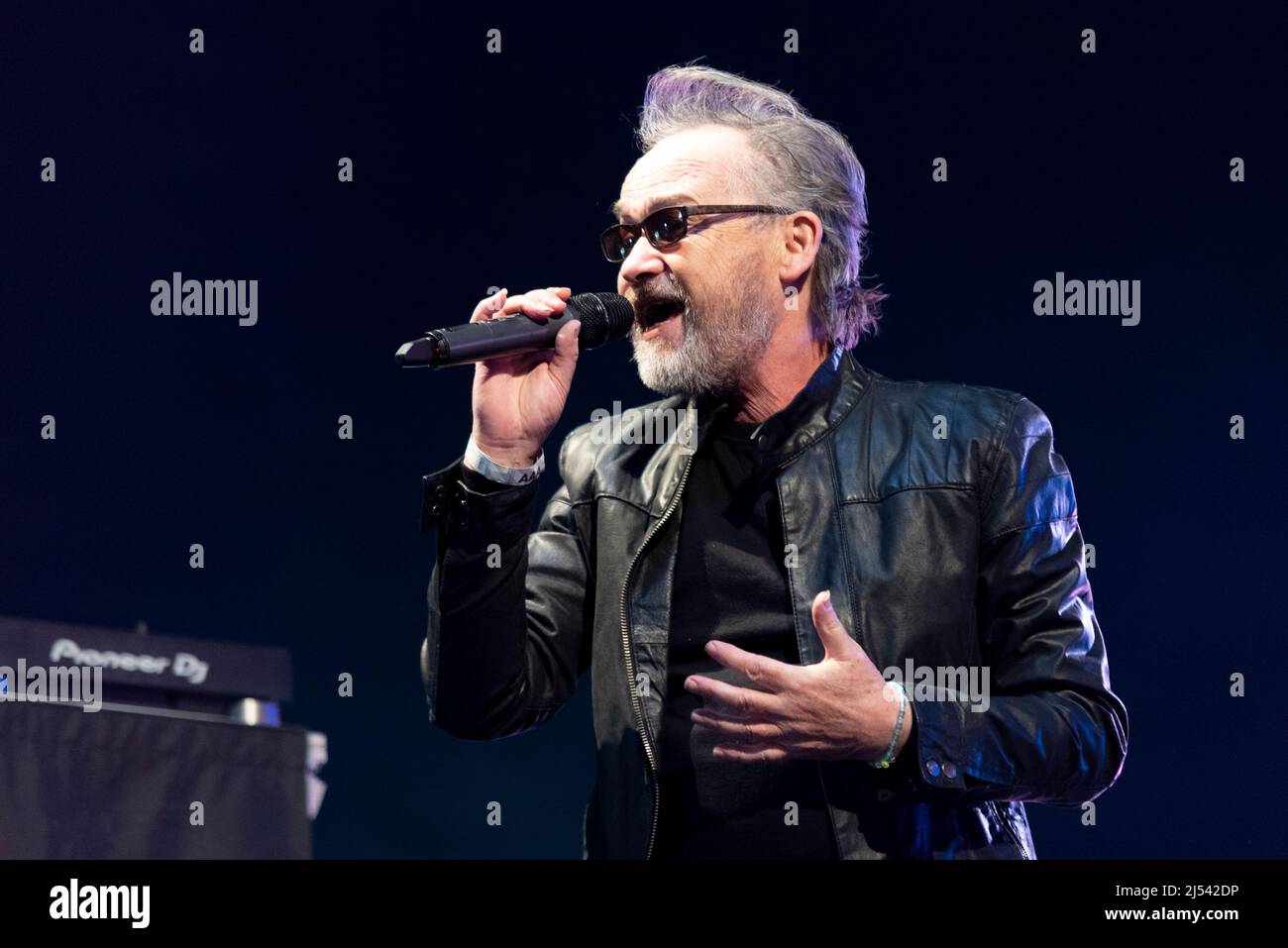 Singer Owen Paul performing at a 1980s retro concert in Southend on Sea ...