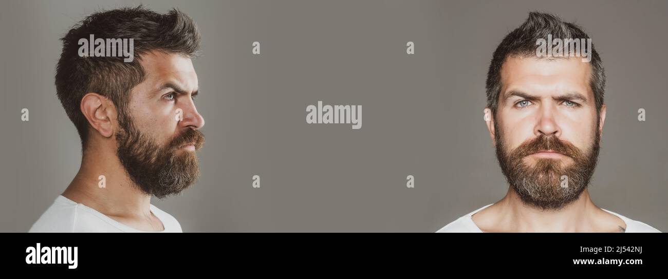 Bearded man with classic long beard. Barber, barbershop. Mustache men ...