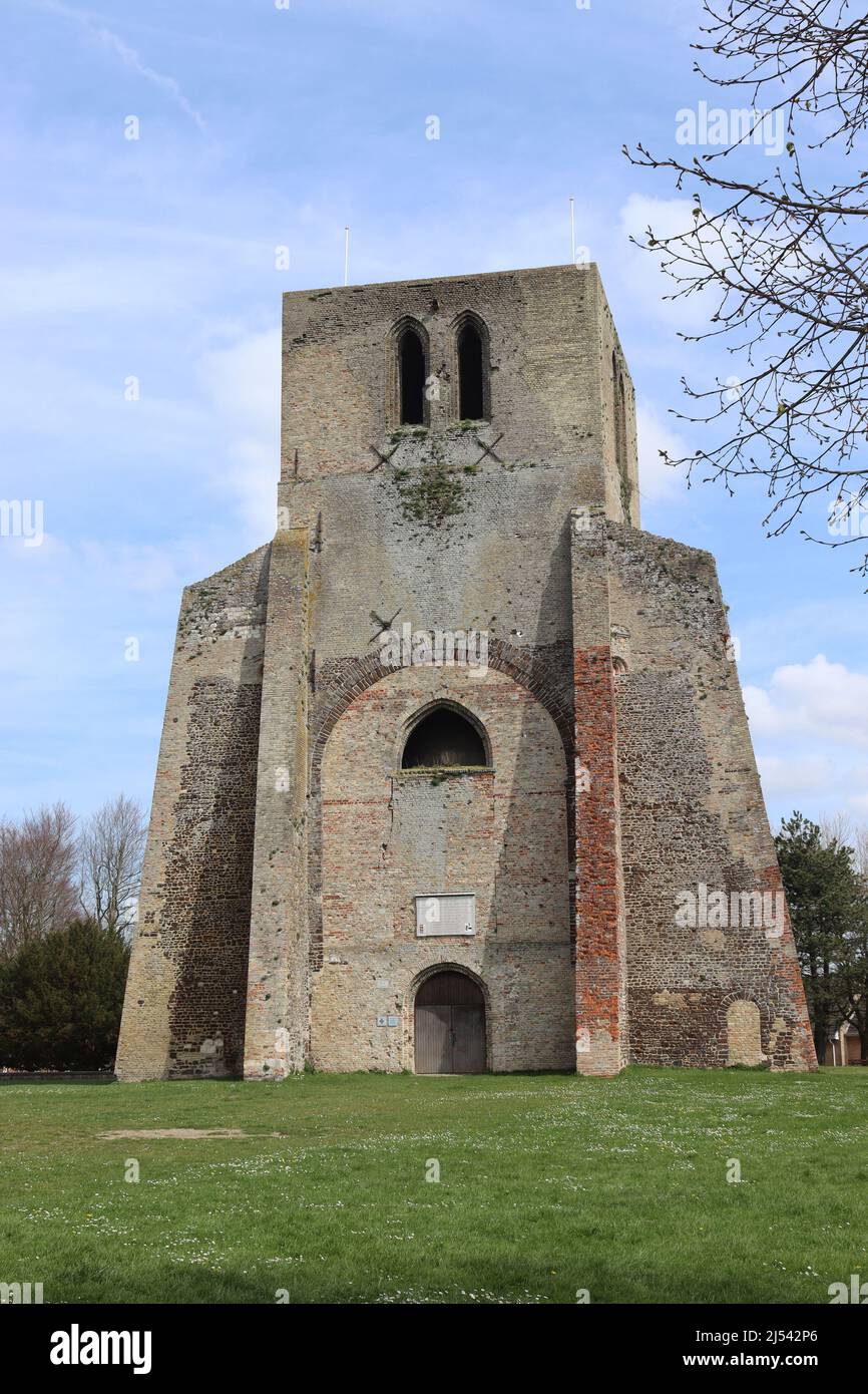 View of the Tour Carrée of the former Benedictine abbey of St Winnoc in ...