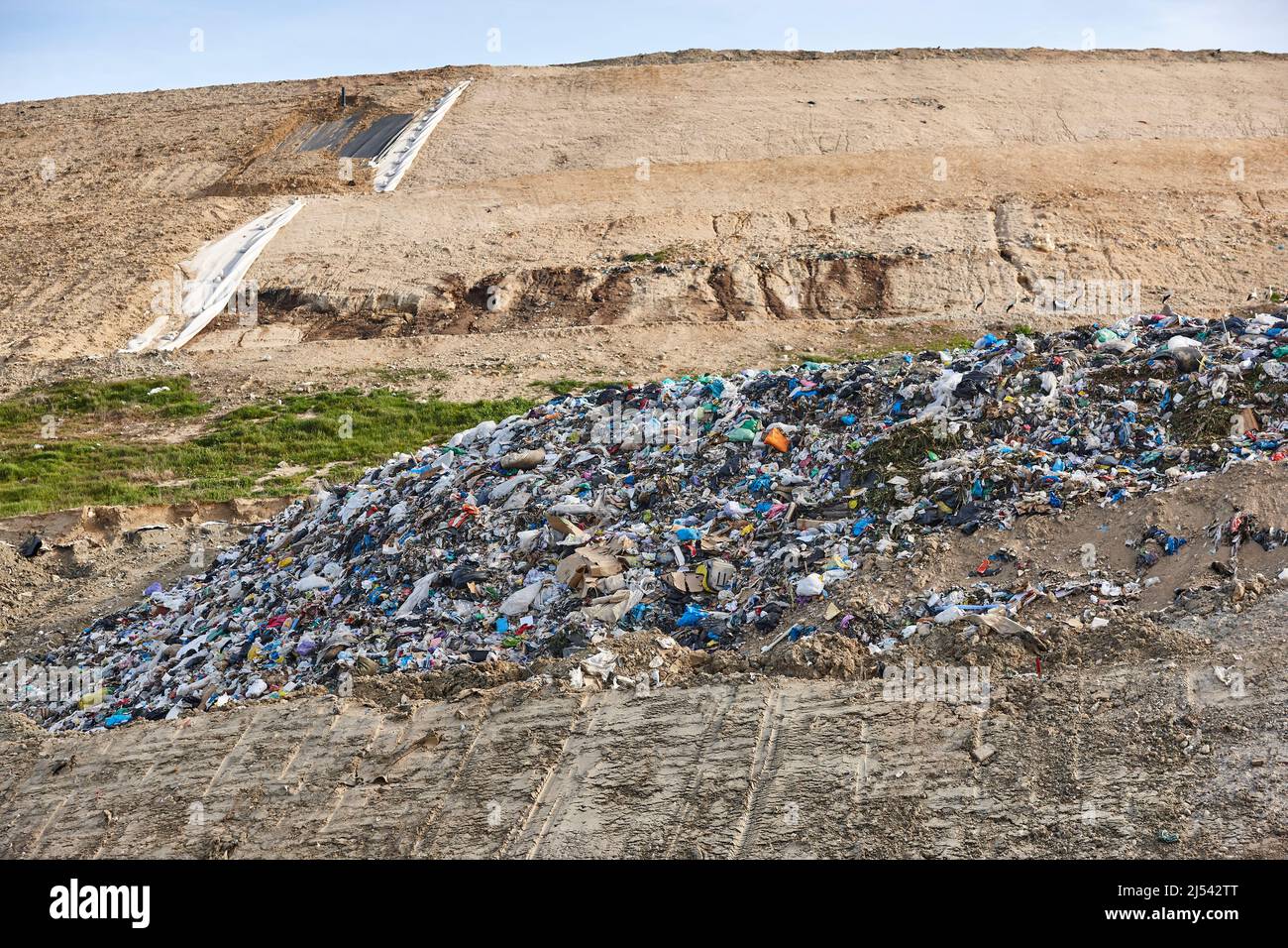 Open air garbage dump. Plastic waste pollution. Recycling junk ...