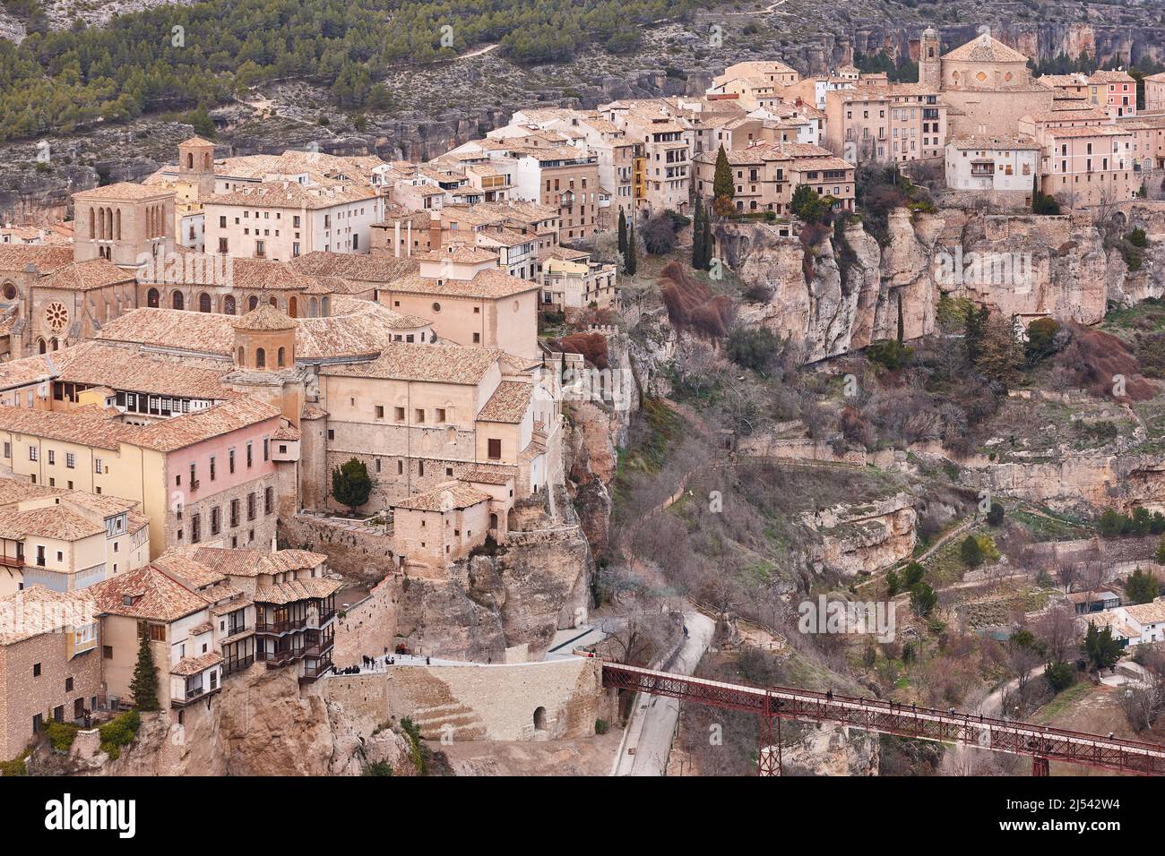 Traditional antique buildings in Cuenca unesco heritage old town. Spain ...