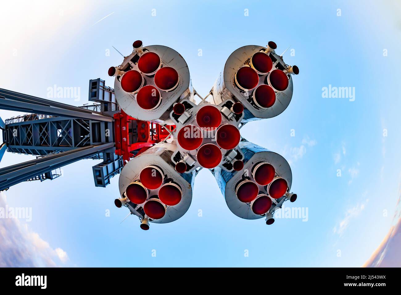 View from bellow of the big space rocket Stock Photo - Alamy