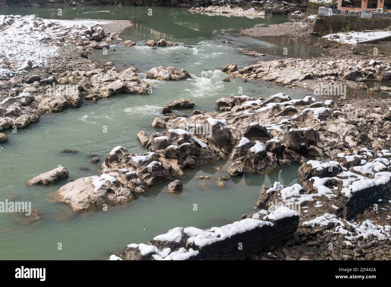 Detail of rocky Rioni river in Kutaisi, Georgia Stock Photo - Alamy