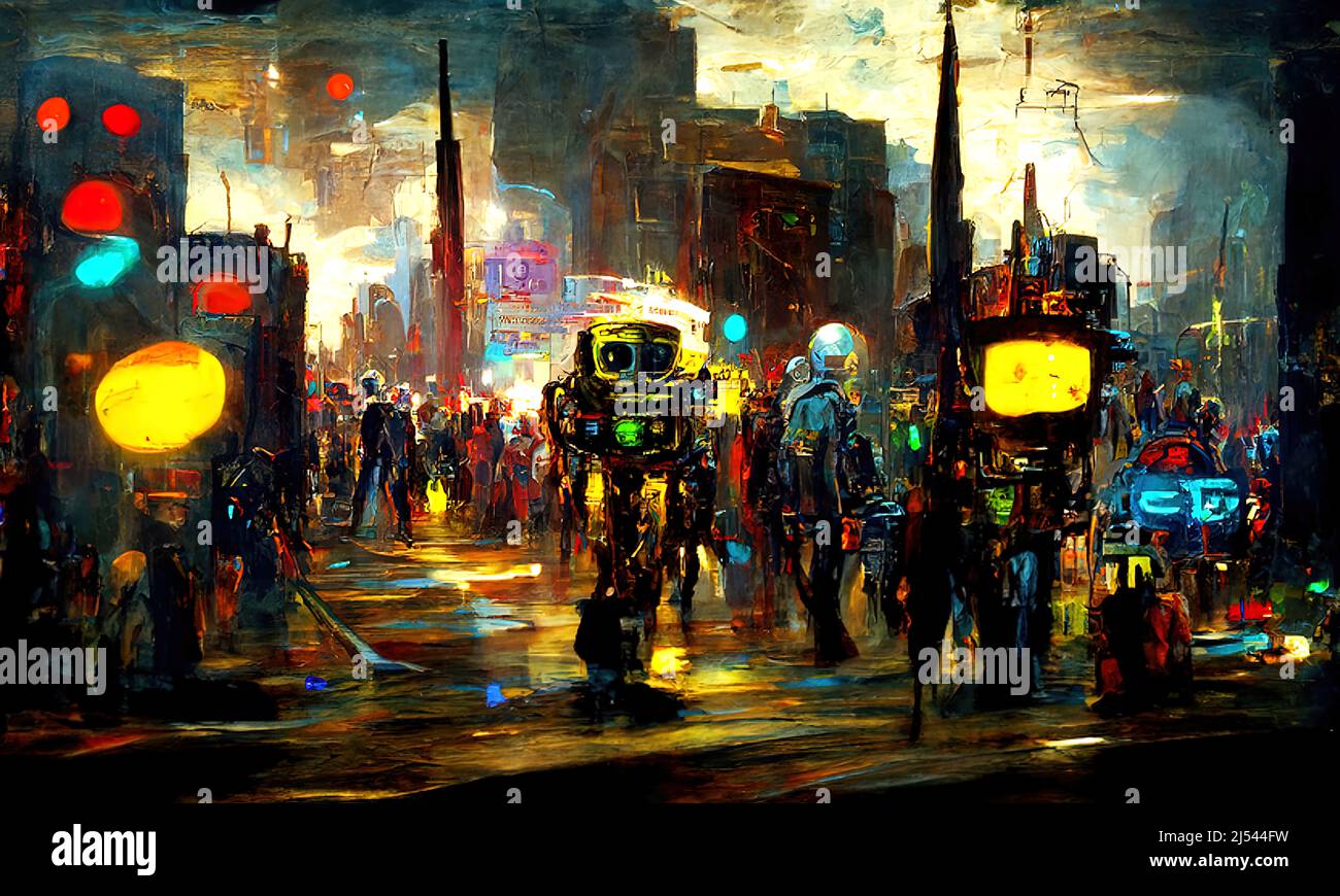 Robot city concept hi-res stock photography and images - Alamy