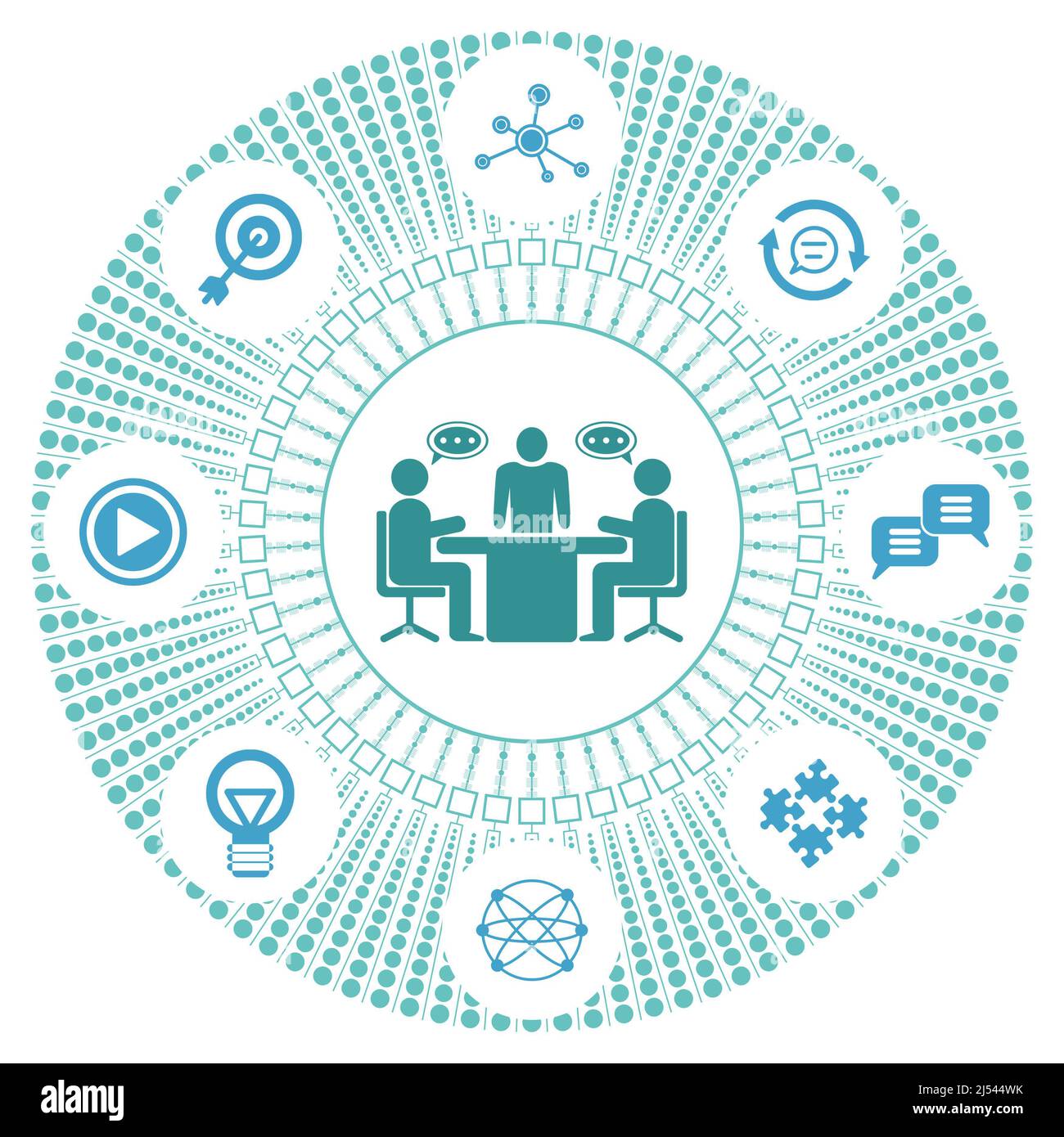 Concept of workshop with connected icons Stock Photo - Alamy