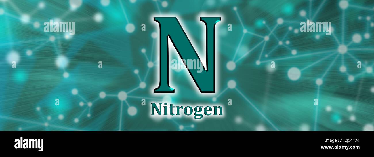 N symbol. Nitrogen chemical element on green network background Stock ...