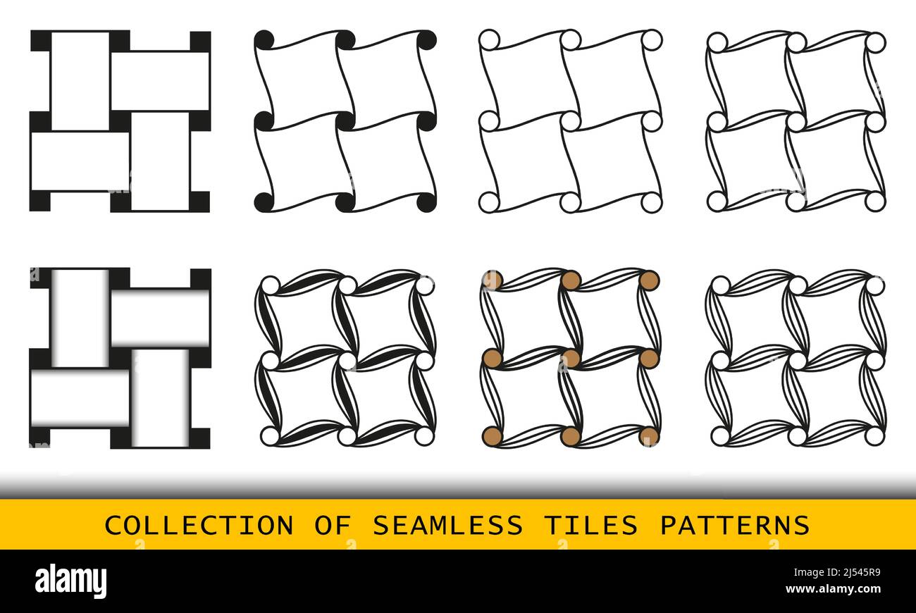 Geometric seamless patterns with intertwined bands. Wrapping paper ...