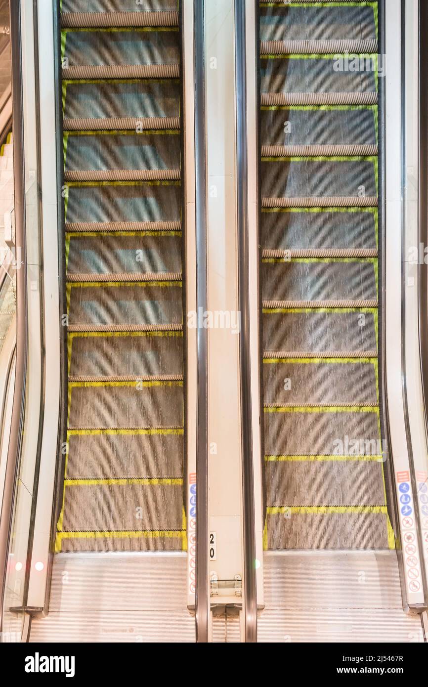 line escalators with metal coating Stock Photo - Alamy