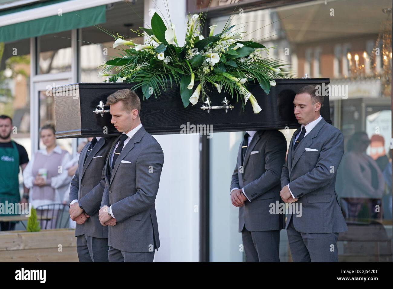 The coffin of The Wanted star Tom Parker is carried ahead of his ...